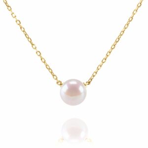 pavoi womens handpicked aaa+ freshwater cultured single pearl- yellow-gold-plated-silver necklace with pendant