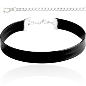 stackable creations black leather choker necklace for women - plain, goth style, sexy neck collar choker necklaces for woman