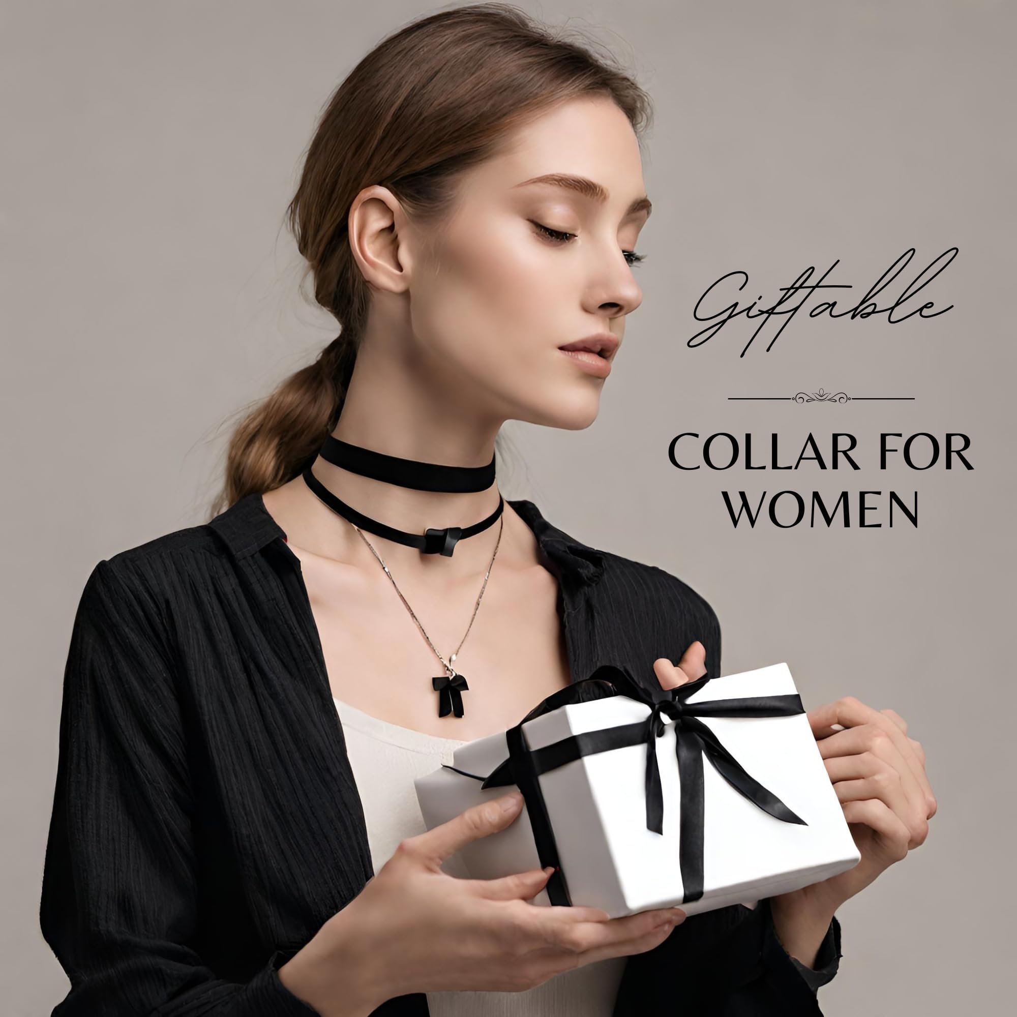 STACKABLE CREATIONS Black Leather Choker Necklace for Women - Plain, Goth Style, Sexy Neck Collar Choker Necklaces for Woman