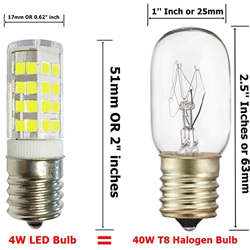 Anyray 2-Bulbs E17 4W LED Bulb for Microwave Oven, Under-Microwave Stove light 40W-Equival (Warm white 3000K)