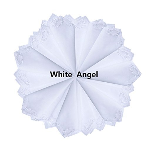 MileyMarla Cotton White Embroidery Womens Handkerchiefs Scalloped Edge Hankies 3pcs