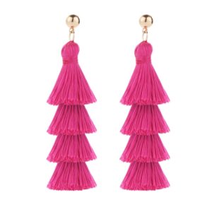 baublestar fashion gold tassel dangle earrings layered long bonita tiered thread tassel rose red drop statement jewelry for women