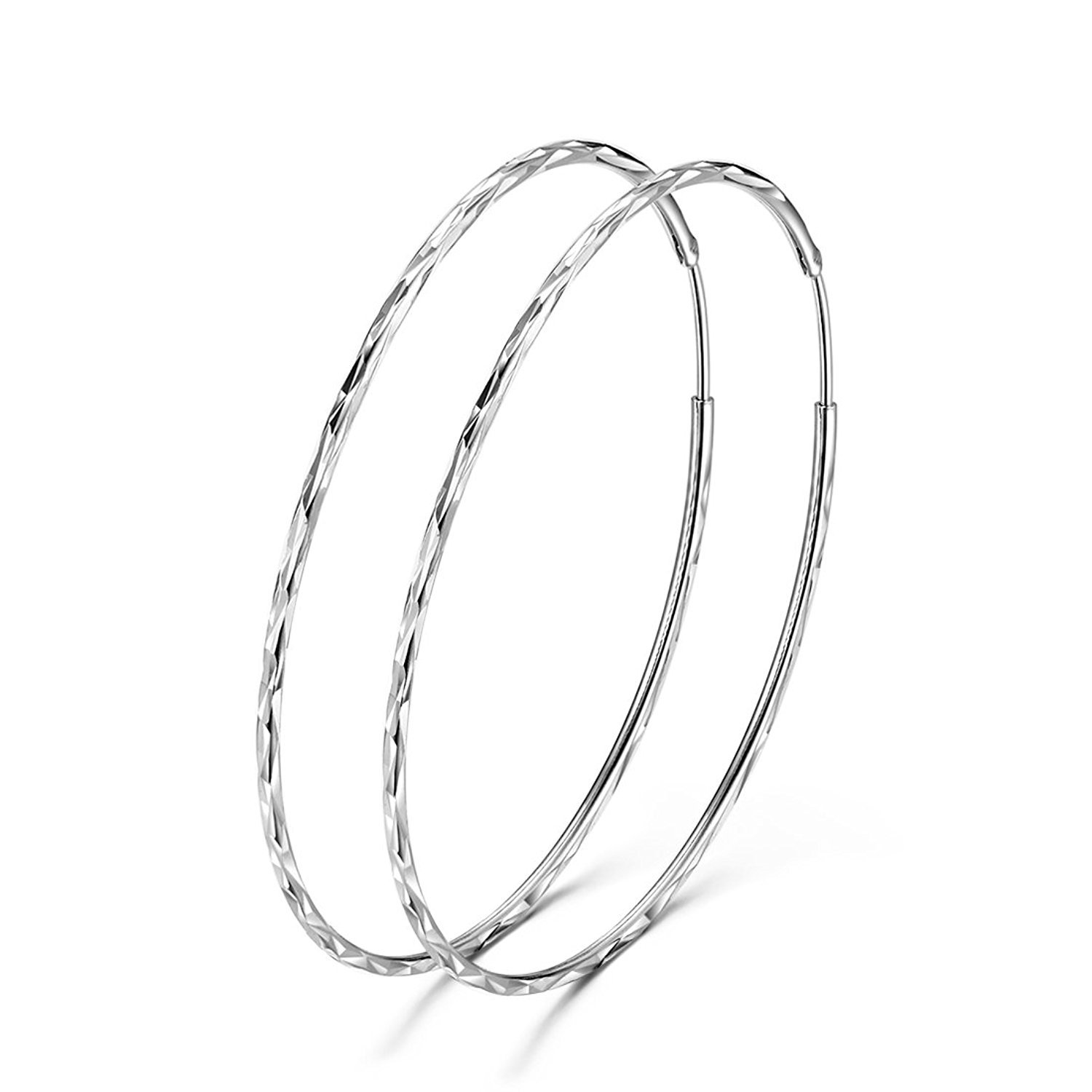 POPLYKE 925 Sterling Silver Circle Endless Hoop Earrings for Women (40MM Hoop Earrings)