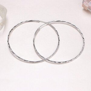 POPLYKE 925 Sterling Silver Circle Endless Hoop Earrings for Women (40MM Hoop Earrings)