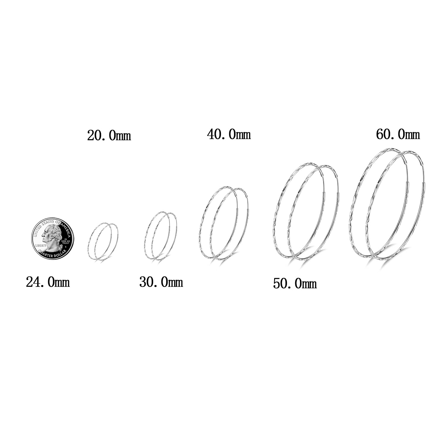 POPLYKE 925 Sterling Silver Circle Endless Hoop Earrings for Women (40MM Hoop Earrings)