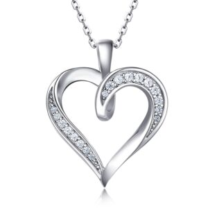 billie bijoux silver love heart necklace 925 sterling silver platinum plated round cz woman's jewelry gifts for women