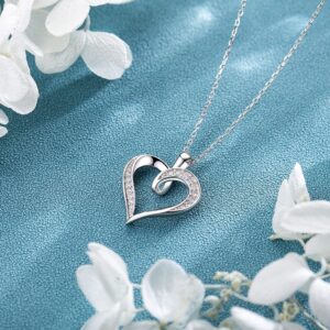 Billie Bijoux Silver Love Heart Necklace 925 Sterling Silver Platinum Plated Round CZ Woman's jewelry Gifts for Women