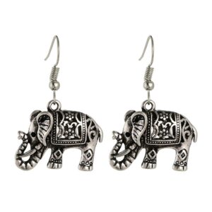 uhangeht ancient silver boho retro animals carve elephants drop dangle earrings (elephants) …