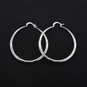 SOSUO Women Fashion 925 Sterling Solid Silver Ear Stud Hoop Earrings Wedding Jewelry (1.58 inch), One Size