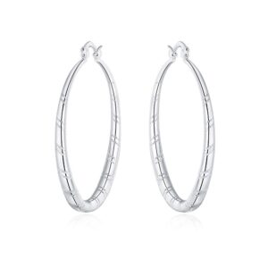 SOSUO Women Fashion 925 Sterling Solid Silver Ear Stud Hoop Earrings Wedding Jewelry (1.58 inch), One Size