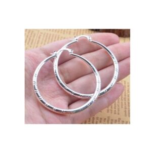 SOSUO Women Fashion 925 Sterling Solid Silver Ear Stud Hoop Earrings Wedding Jewelry (1.58 inch), One Size