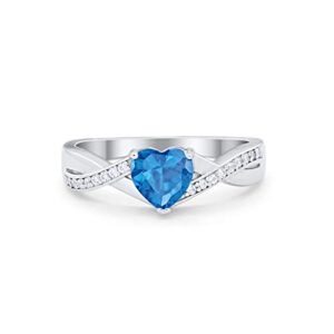 blue apple co. infinity knot heart promise ring simulated topaz 925 sterling silver, size-8