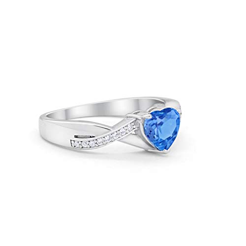 Blue Apple Co. Infinity Knot Heart Promise Ring Simulated Topaz 925 Sterling Silver, Size-8