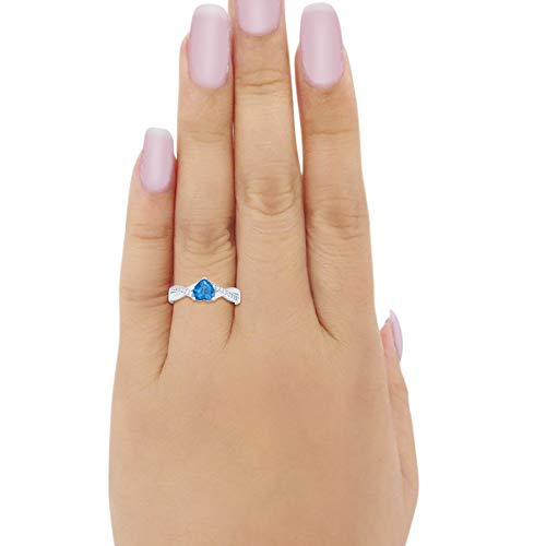 Blue Apple Co. Infinity Knot Heart Promise Ring Simulated Topaz 925 Sterling Silver, Size-8