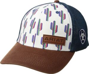 ariat women's serape cactus mesh snap cap, white/blue, one size