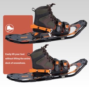 G2 21 Inches Orange Light Weight Snowshoes for Women Men Youth, Set with Trekking Poles, Tote Bag, Special EVA Padded Ratchet Binding, Heel Lift, Toe Box