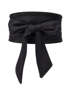 aecibzo women's bowknot self tie wrap around obi waist band cinch boho waist belt (black)