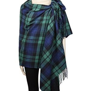 NY GOLDEN FASHION Women Oversized Scottish Clan Tartan Plaid Cashmere Feel Shawl Wrap Winter Scarf (Green Tartan)