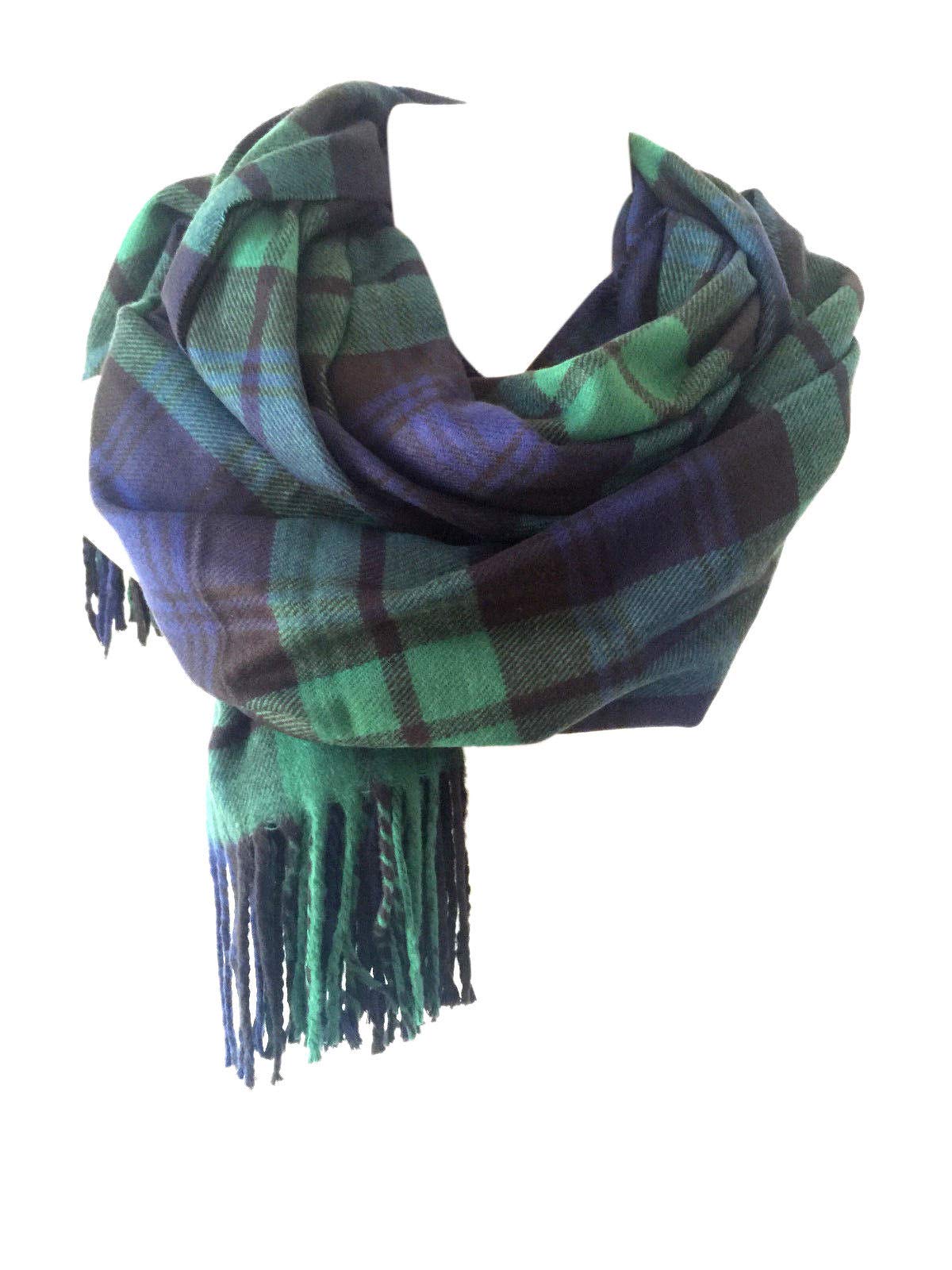 NY GOLDEN FASHION Women Oversized Scottish Clan Tartan Plaid Cashmere Feel Shawl Wrap Winter Scarf (Green Tartan)