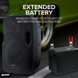 Gemini Sound AS-10TOGO - 1000W Peak Active Bluetooth® PA Speaker, 10” Woofer, Trolley Handle and Wheels, Long-Lasting Battery Powered, Wireless Mic, Echo for Karaoke, Perfect for Tailgates