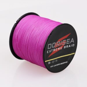 dorisea extreme braid 100% pe pink braided fishing line 109yards-2187yards 6-550lb test fishing wire fishing string incredible superline zero stretch (100m/109yards 6lb/0.10mm)