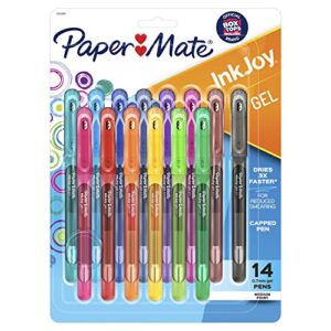 paper mate inkjoy gel pens, medium point (0.7mm), assorted colors, capped, 14 count