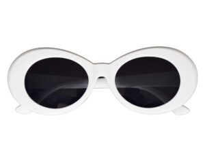 juslink bold retro oval mod thick frame sunglasses round lens clout oval goggles white