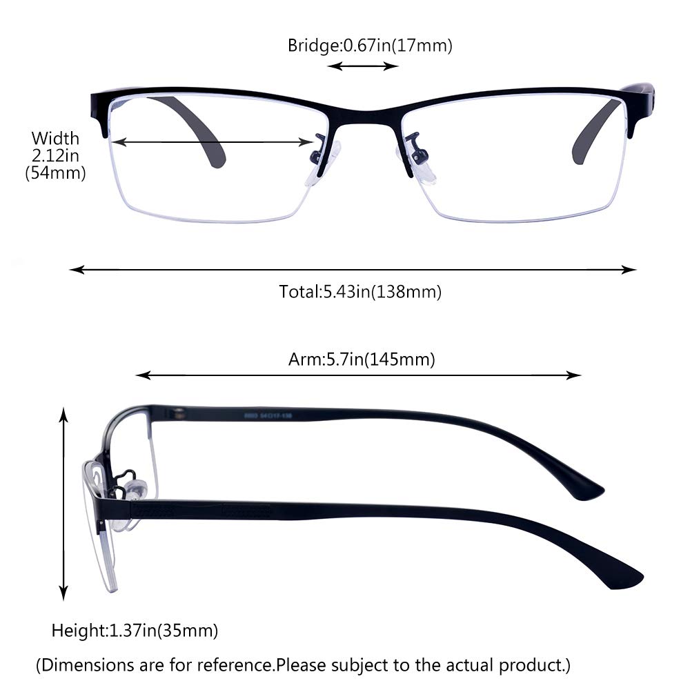 ALWAYSUV Fashion Black Half Frame Clear Lens Business Glasses Frame Women/Men