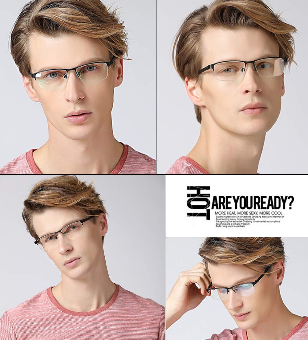 ALWAYSUV Fashion Black Half Frame Clear Lens Business Glasses Frame Women/Men