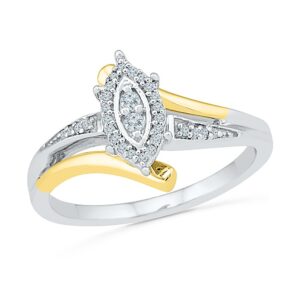 dgold sterling silver & 10kt two tone white round diamond fashion ring