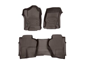 weathertech custom fit floorliners for silverado 1500, silverado 2500hd/3500hd, silverado ld 1500, sierra 1500, sierra 1500 limited, sierra 2500hd/3500hd - 1st & 2nd row (477221-475423), cocoa