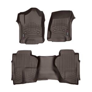 WeatherTech Custom Fit FloorLiners for Silverado 1500, Silverado 2500HD/3500HD, Silverado LD 1500, Sierra 1500, Sierra 1500 Limited, Sierra 2500HD/3500HD - 1st & 2nd Row (477221-475423), Cocoa