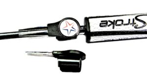 putter mounted divot tool and ball marker - red/blue star