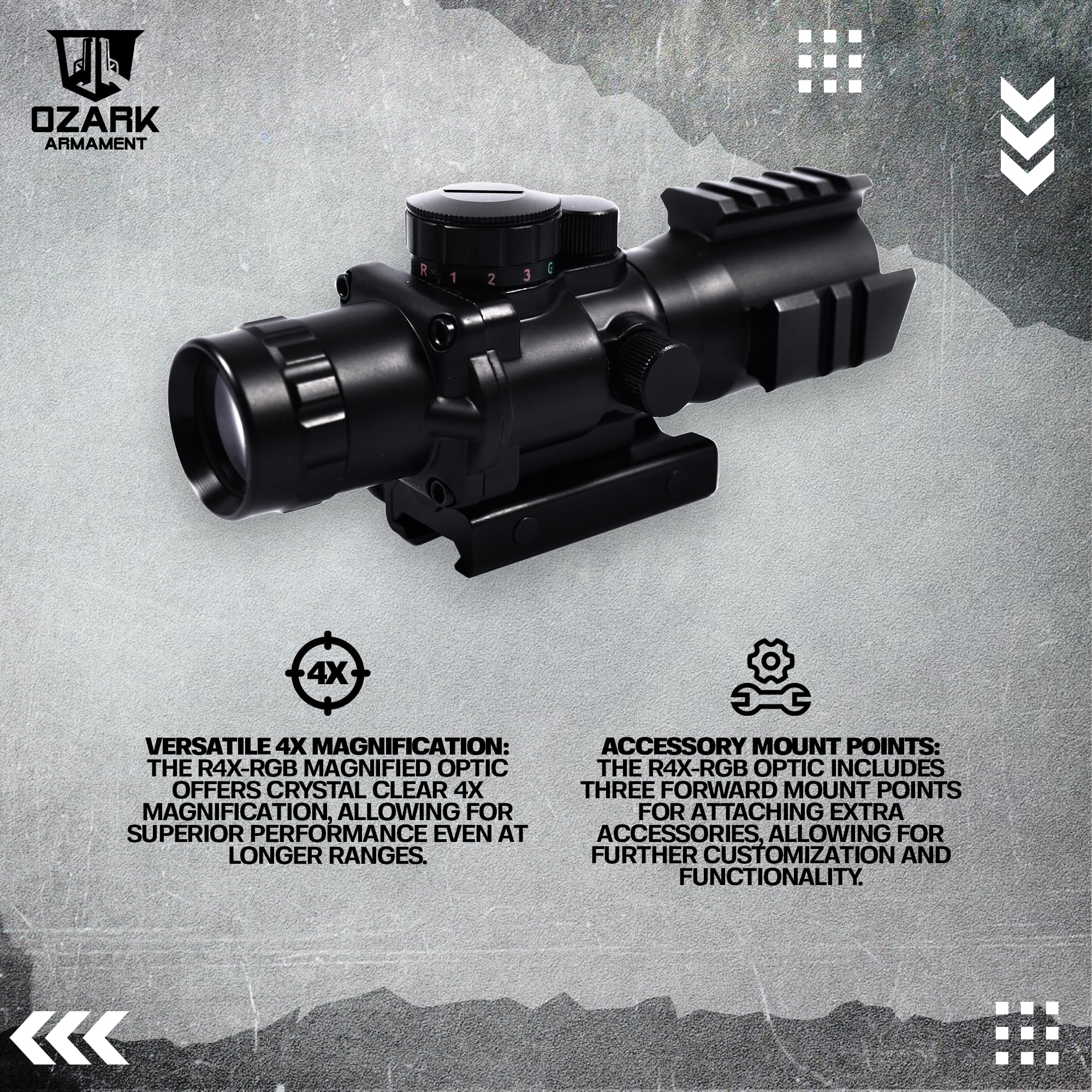 OZARK ARMAMENT 4x32 Scope, Acog Scope, 4X Scope, 4X Rifle Scope, 4X Prism Scope, Tactical Scope, Picatinny Scope Mount Included with Each Prism Optic, Acog Style 4x32 Rifle Scope, Acog Rifle Scope