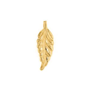 solid 10k yellow gold bohemia leaf feather charm pendant