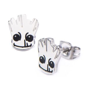 marvel guardians of the galaxy groot steel post stud earrings