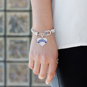 Inspired Silver - Colon Cancer Awareness Braided Bracelet for Women - Silver Pave Heart Charm Bracelet with Cubic Zirconia Jewelry