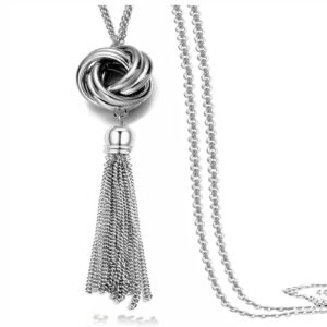 Multi Link Tassel End Statement Y Necklace Knot Snake Chain Neck Pendant for Lady