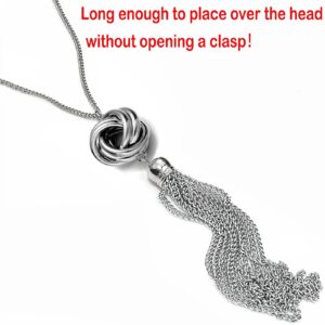 Multi Link Tassel End Statement Y Necklace Knot Snake Chain Neck Pendant for Lady