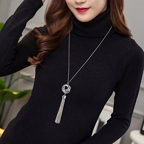 Multi Link Tassel End Statement Y Necklace Knot Snake Chain Neck Pendant for Lady