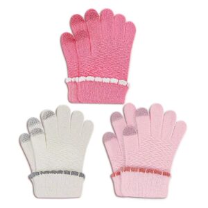 3pairs winter gloves for toddlers kids boy girls full finger children warm knit gloves 2-4-5-6-years