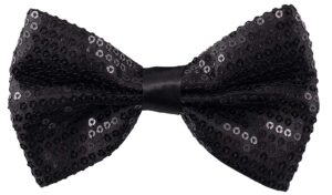 man of men sequin bow ties for men - pre-tied adjustable length bowtie, many colors to choose from (black)