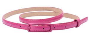 selighting women's solid color faux leather skinny belts for dresses (one size, rose)