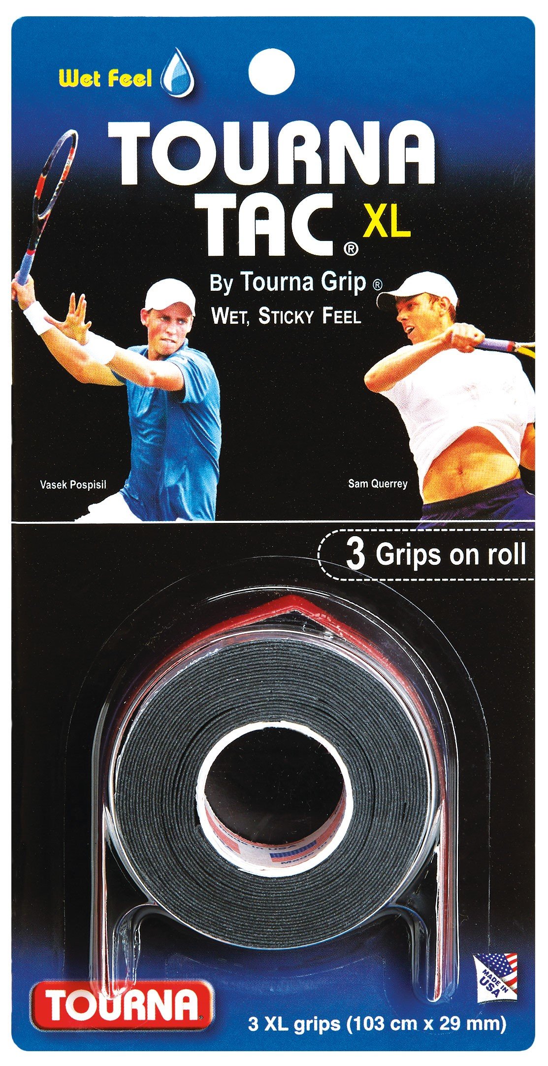 Tourna Grip Tac Unisex Adult 3 Pack of 3, Black