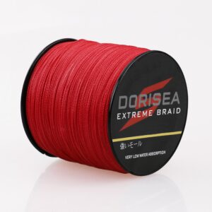 dorisea extreme braid 100% pe red braided fishing line 109yards-2187yards 6-550lb test fishing wire fishing string superline (100m/109yards 80lb/0.48mm)