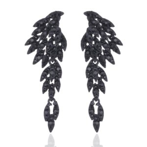 mecresh vintage style wedding crystal rhinestone cluster chandelier hollow dangle earrings 2022 fashion jewelry black