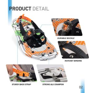 G2 16 Inch Kids Snowshoes Set with Trekking Poles, Snow Baskets, Storage Bag, Fast Ratchet Binding Design, for Child Youth Boys and Girls, Green