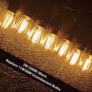 Hizashi S14 Replacement Light Bulbs, 2W=25 Watt Outdoor Edison Bulbs Dimmable E26 Base, Amber 2200K S14 LED Bulbs, Outdoor String Lights Bulbs Replacement, Shatterproof Waterproof, UL Listed, 6 Pack