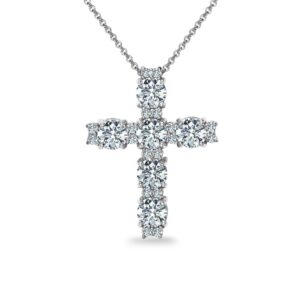 b. brilliant cross necklace for women | sterling silver necklace round-cut aaa cubic zirconia big large cz crosses for women with gift box