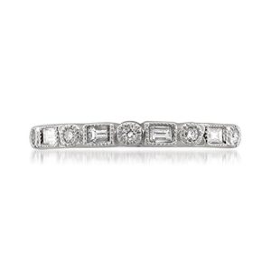 Beyond Brilliance 1/4 Carat Diamond, Bezel-Set Platinum Round & Baguette Diamond Bridal Wedding Band Ring (I-J, SI2-I1) Natural Diamond Wedding Ring For Women | Gift Box Included